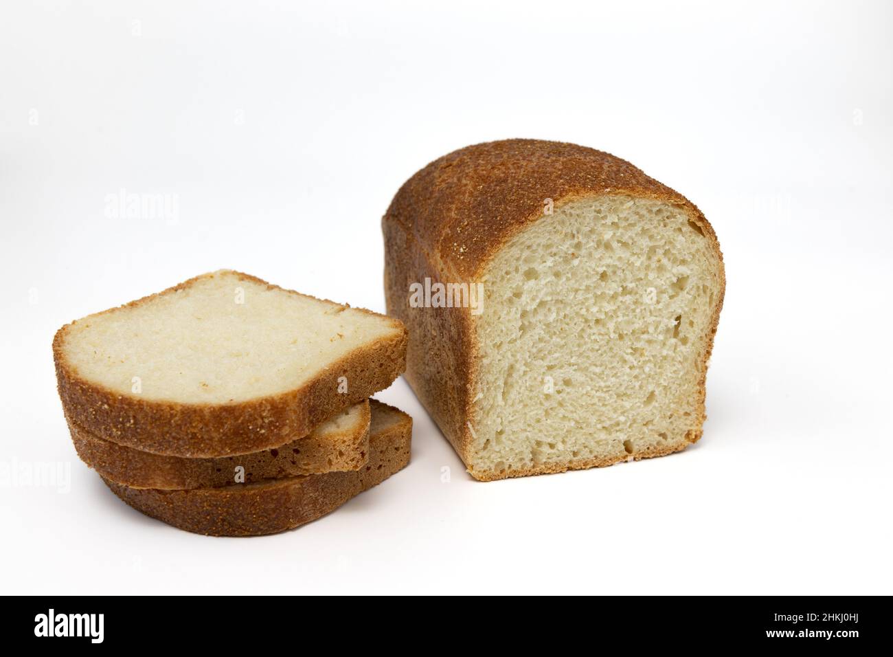 fresh bread slice isolated on white background, delicious loaf of grain ...