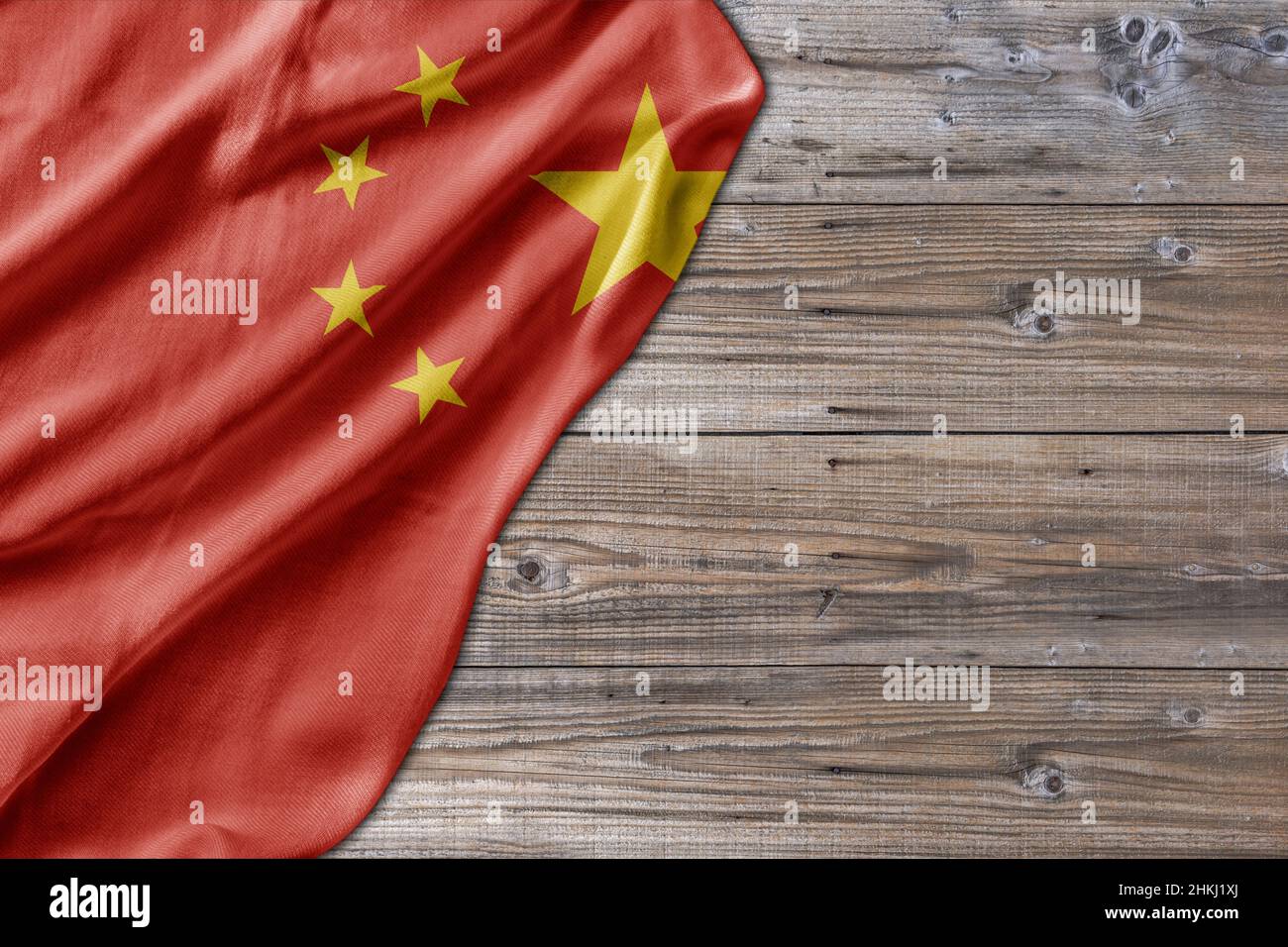 Wooden pattern old nature table board with China flag Stock Photo - Alamy