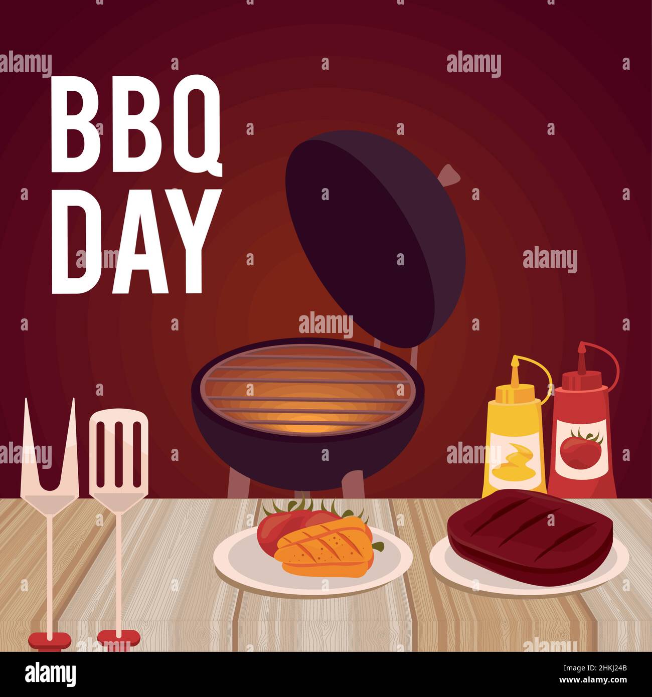 bbq day lettering with food Stock Vector Image & Art - Alamy