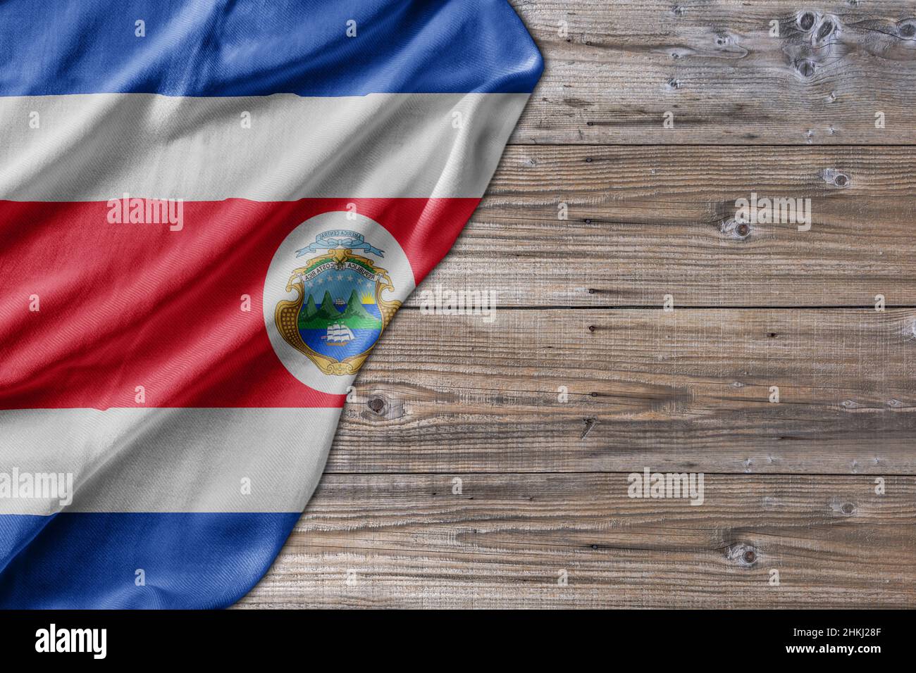 Wooden pattern old nature table board with Costa Rica flag Stock Photo ...