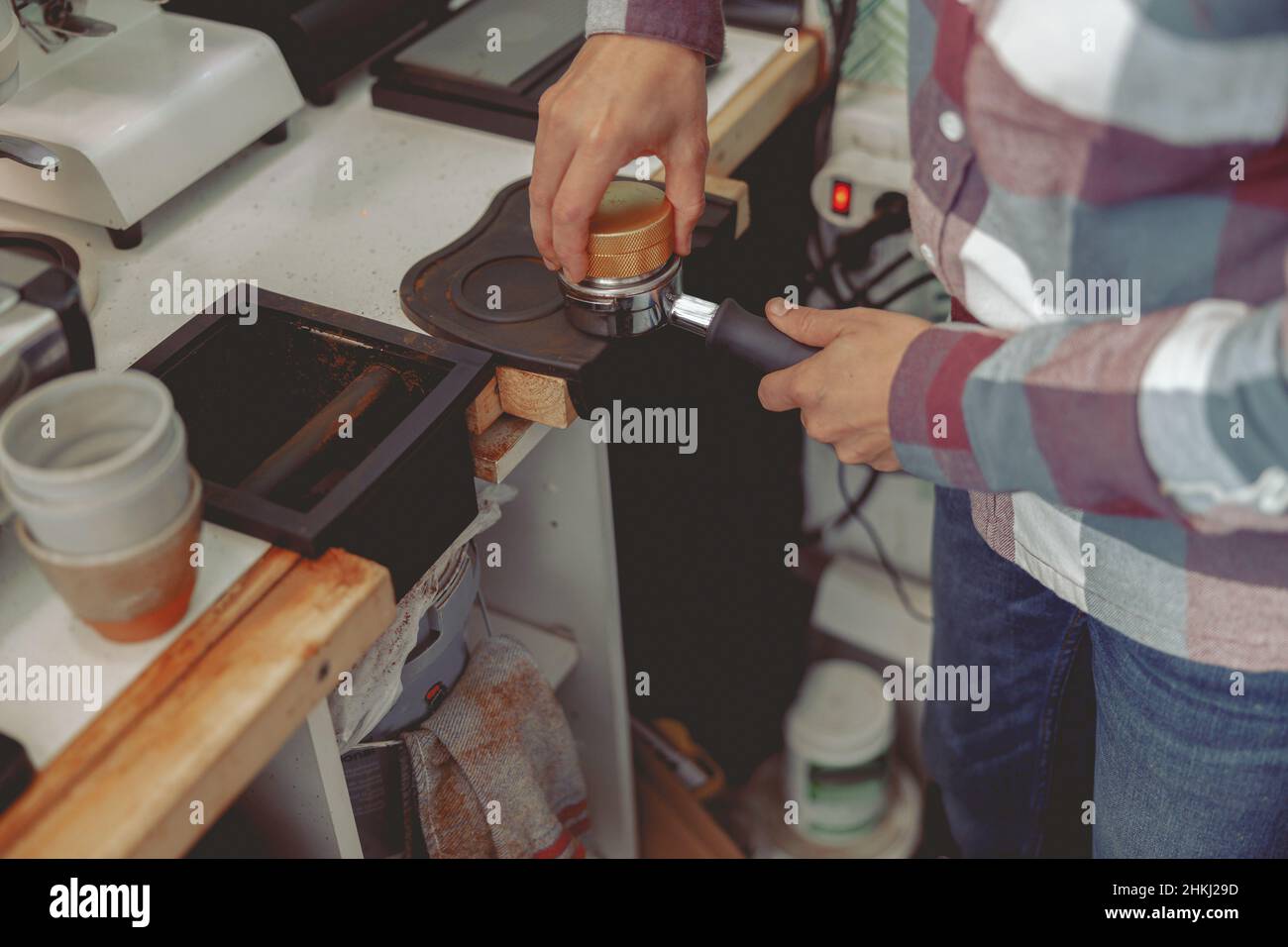Process of preparing coffee tablet before inserting it into the coffee ...