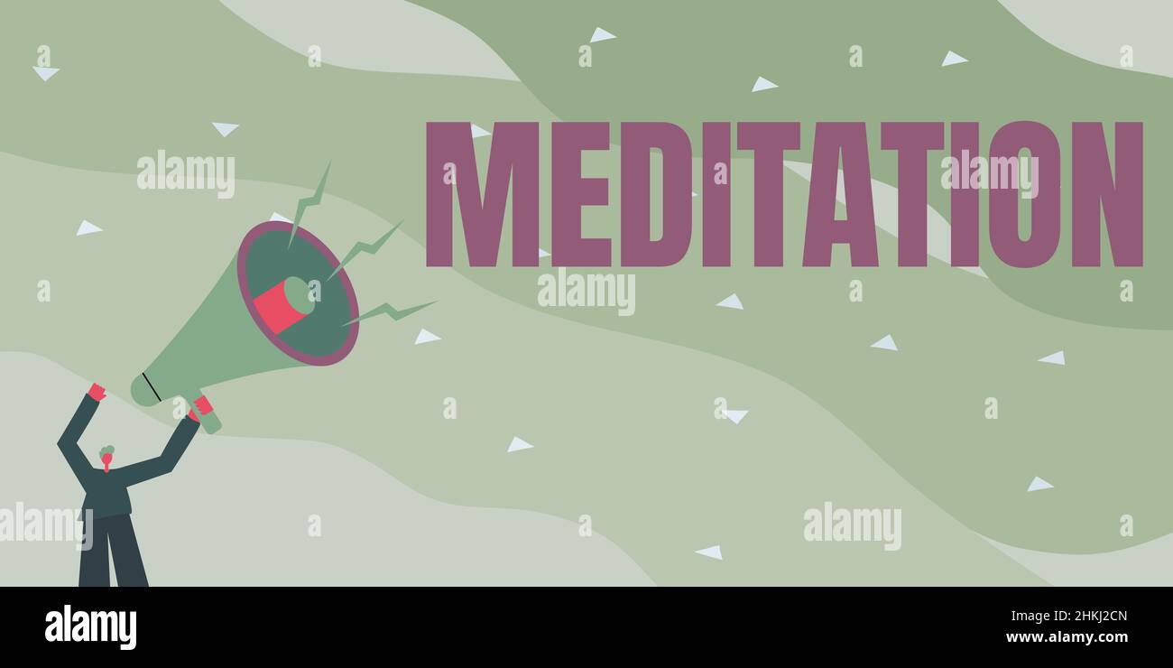 Inspiration showing sign Meditation. Concept meaning achieve a mentally ...