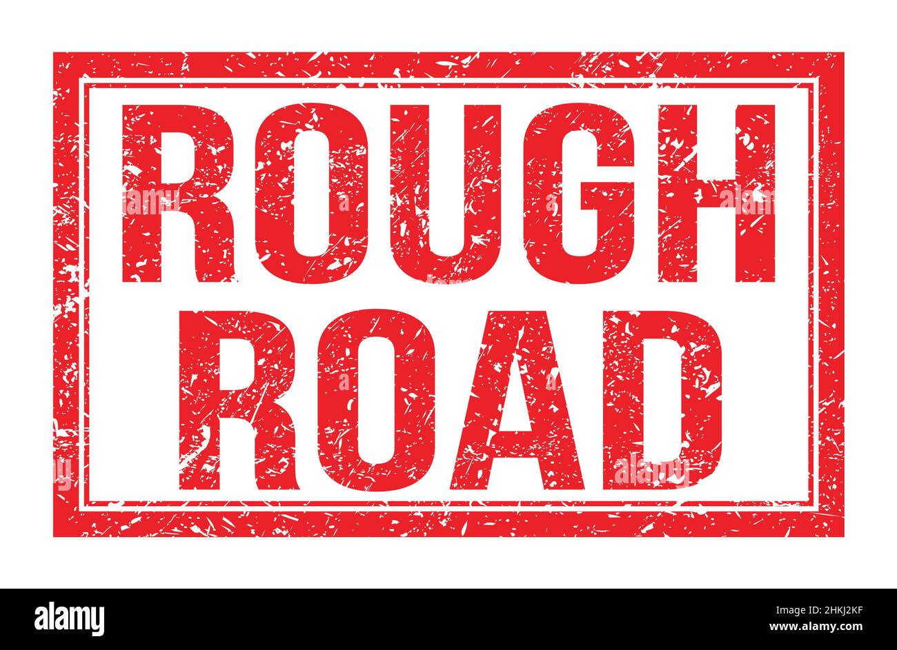 ROUGH ROAD, words written on red rectangle stamp sign Stock Photo - Alamy