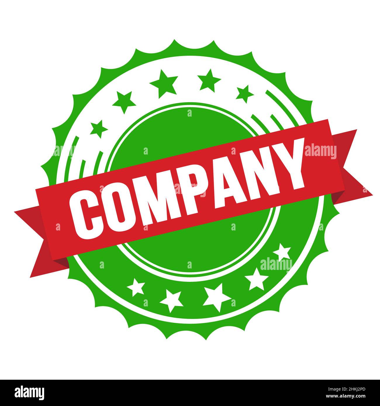 COMPANY text on red green ribbon badge stamp Stock Photo - Alamy