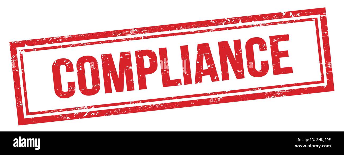 COMPLIANCE text on red grungy vintage rectangle stamp Stock Photo - Alamy
