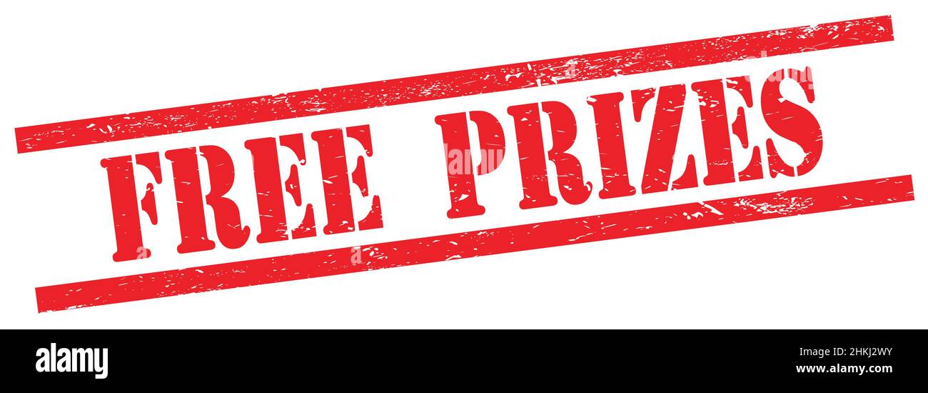 FREE PRIZES text on red grungy rectangle vintage stamp Stock Photo - Alamy