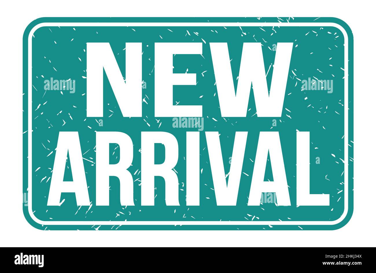 NEW ARRIVAL, words written on blue rectangle stamp sign Stock Photo - Alamy