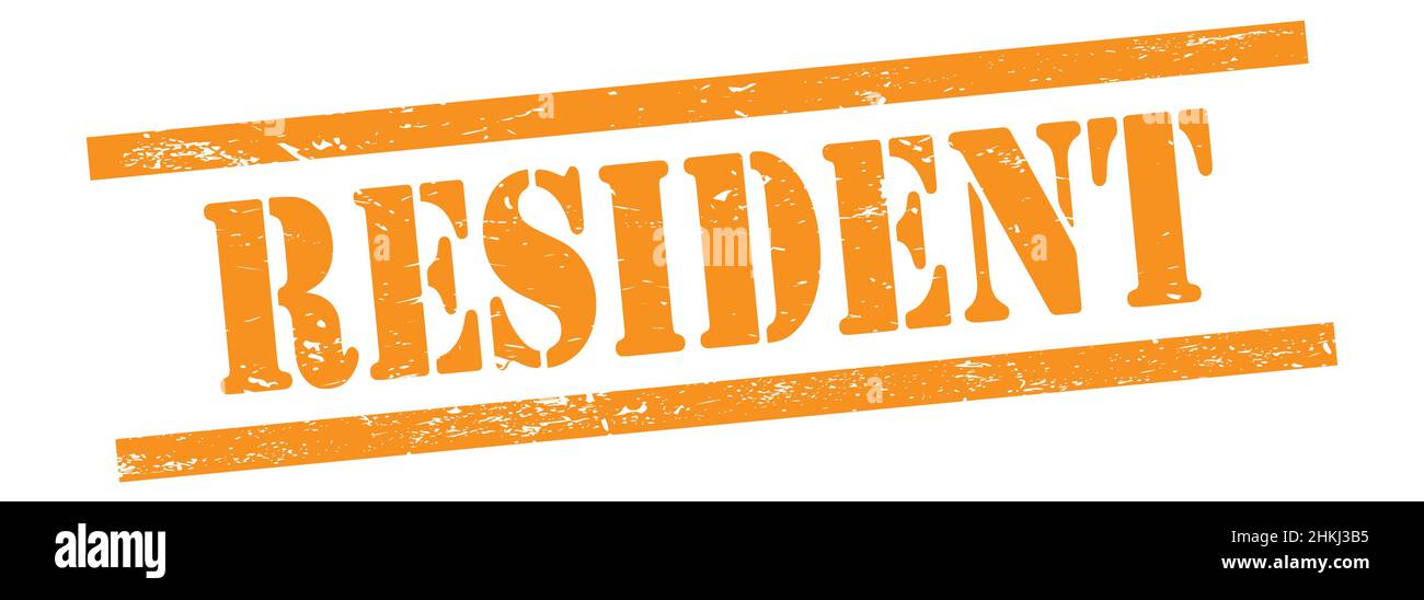RESIDENT text on orange grungy vintage rubber stamp Stock Photo - Alamy