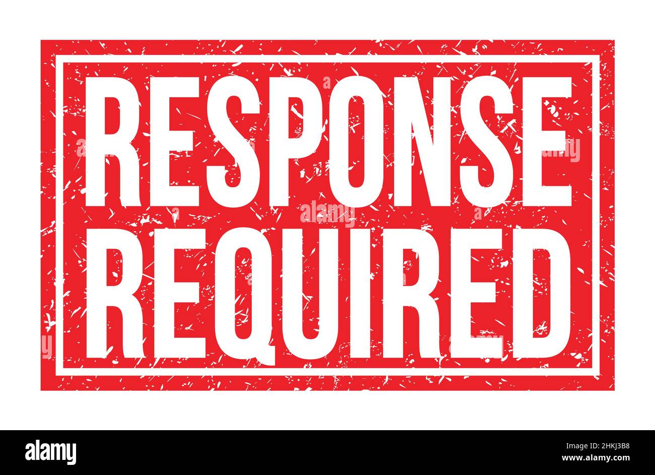 RESPONSE REQUIRED, words written on red rectangle stamp sign Stock ...