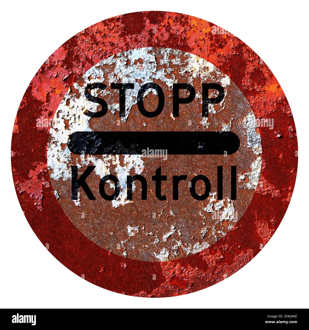 Old grunge EU road sign Checkpoints control - Norway, Norwegian, Stopp ...