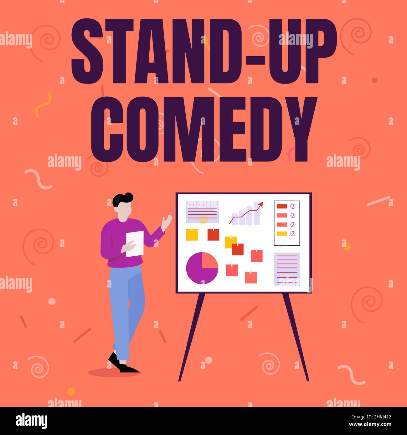 Conceptual caption Stand Up Comedy. Business idea Comedian performing ...