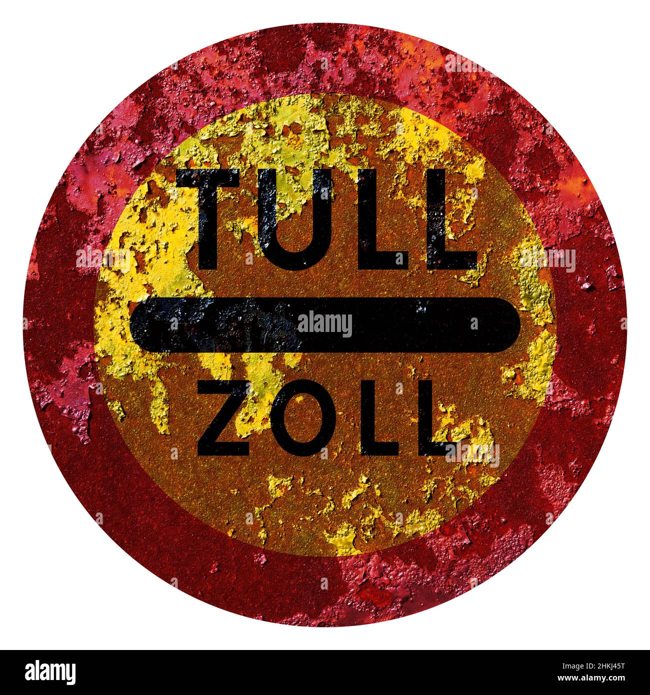 Old grunge EU road sign Checkpoints sign -Sweden, Swedish customs ...