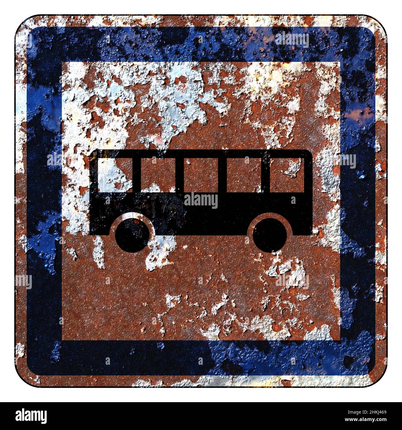 Old grunge EU road sign Indication sign - Bus stop Stock Photo - Alamy