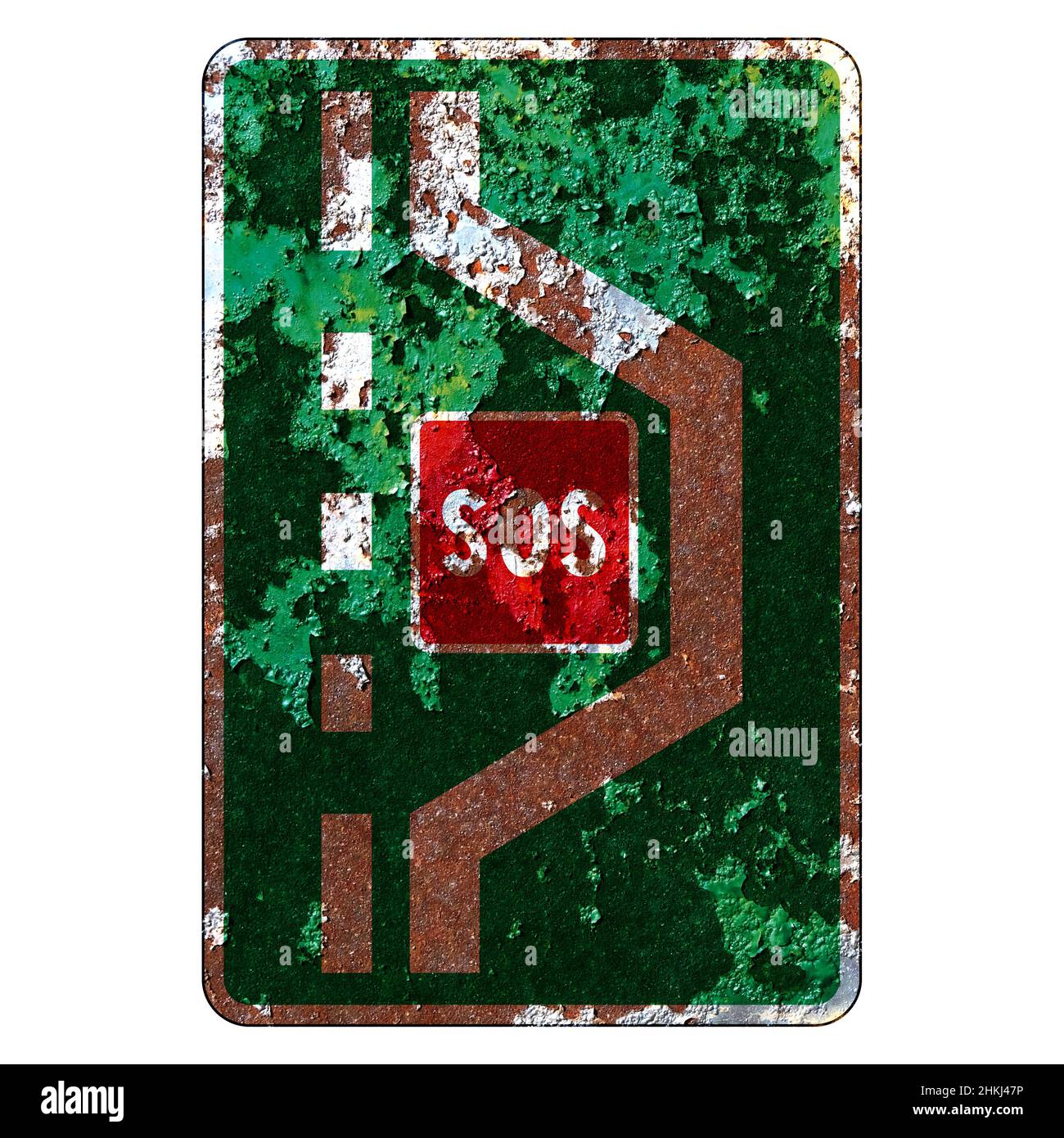 Old grunge EU road sign Indication sign - Emergency bay Stock Photo - Alamy