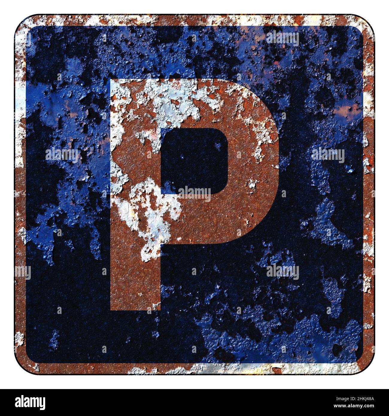 Old grunge EU road sign Indication sign - Parking Stock Photo - Alamy