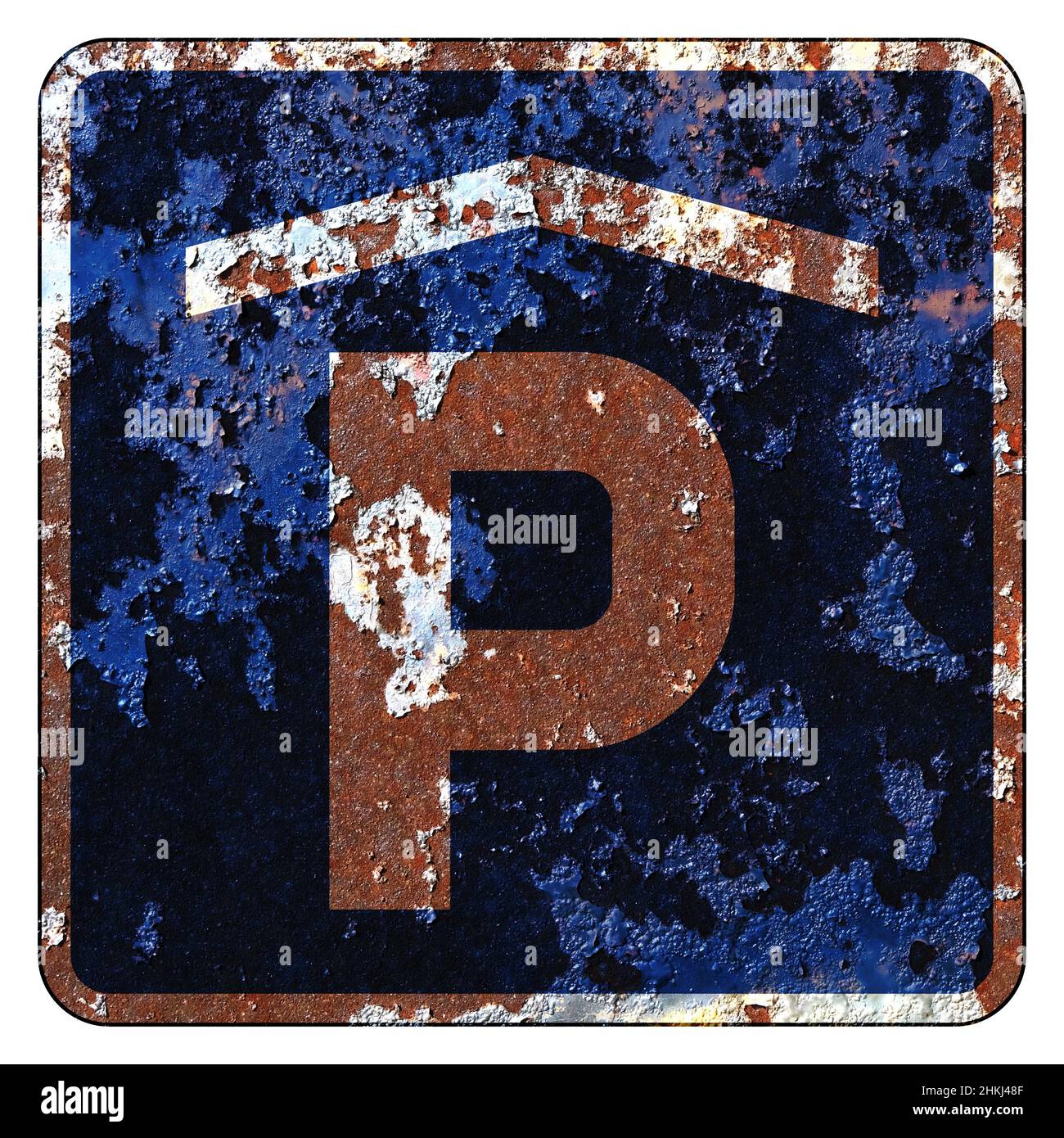 Old grunge EU road sign Indication sign - Parking garage Stock Photo ...