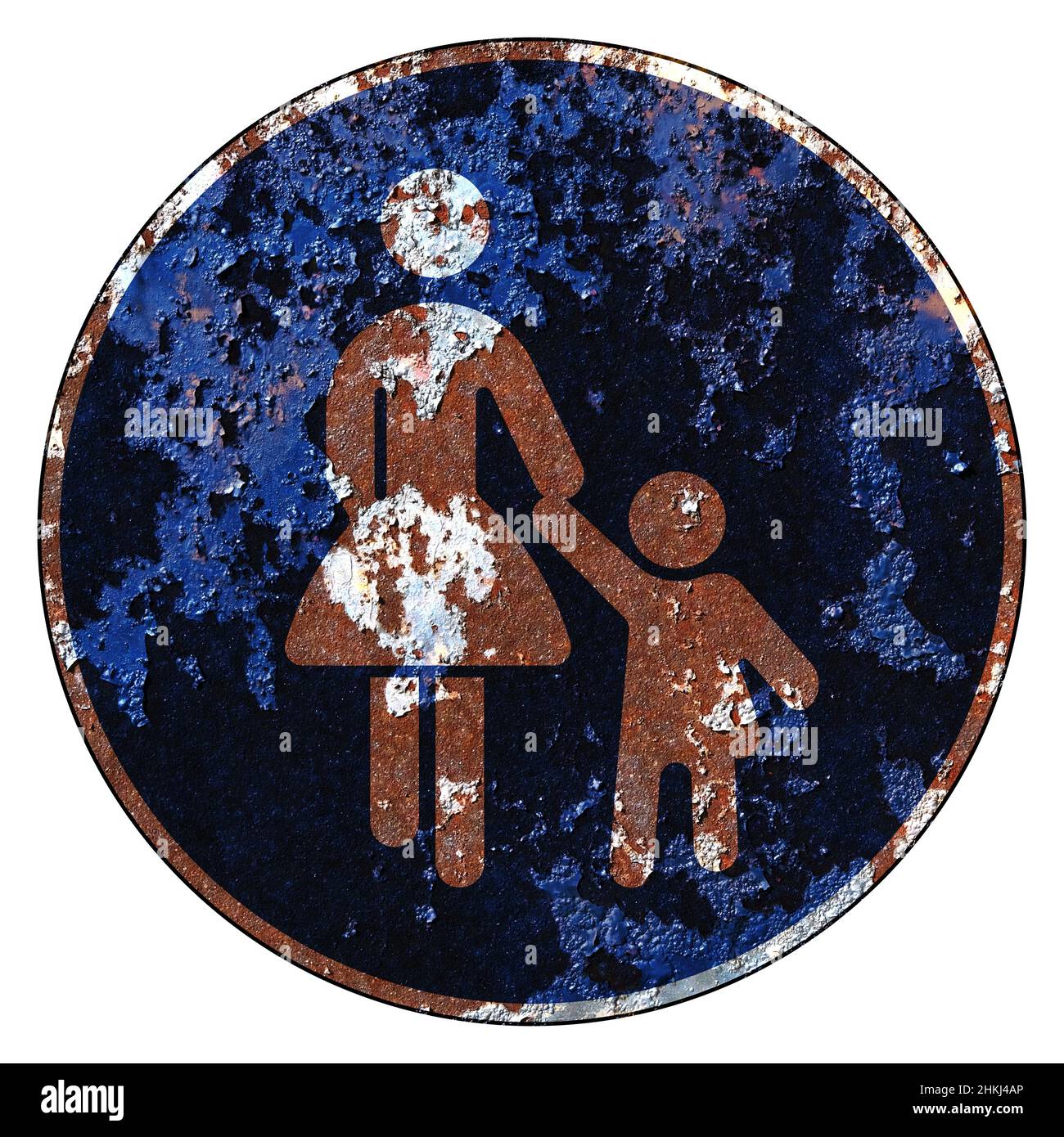 Old grunge EU road sign Mandatory sign - Pedestrian path Stock Photo ...