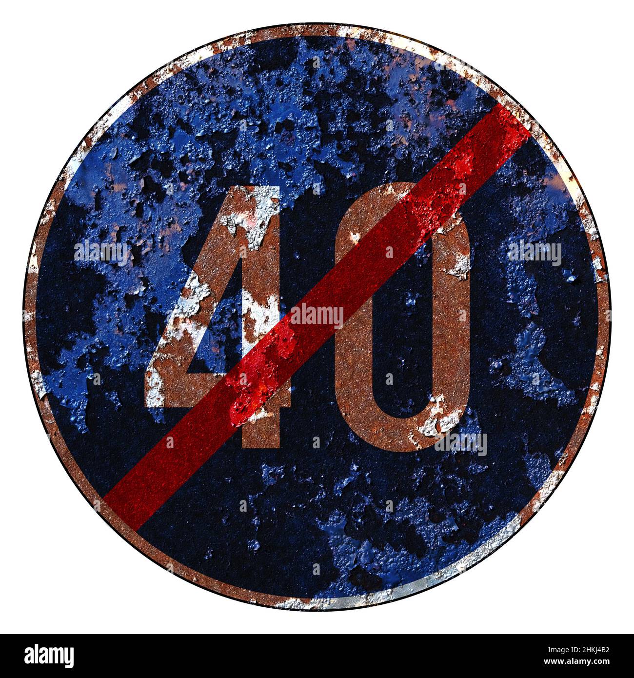 Old grunge EU road sign Mandatory sign - End minimum speed limit Stock ...