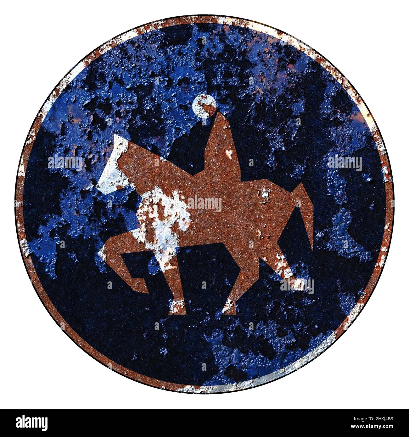 Old grunge EU road sign Mandatory sign - Equestrian path Stock Photo ...