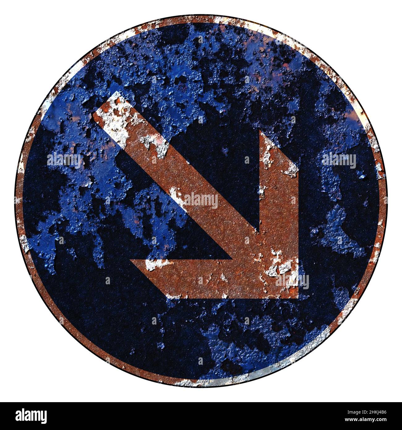 Old grunge EU road sign Mandatory sign - Keep right Stock Photo - Alamy