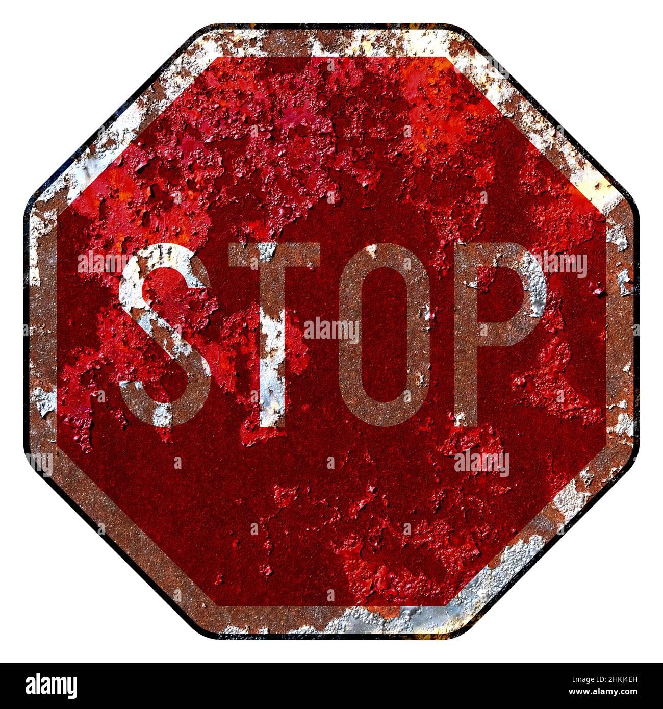 Old grunge EU road sign Priority sign Stop Stock Photo - Alamy