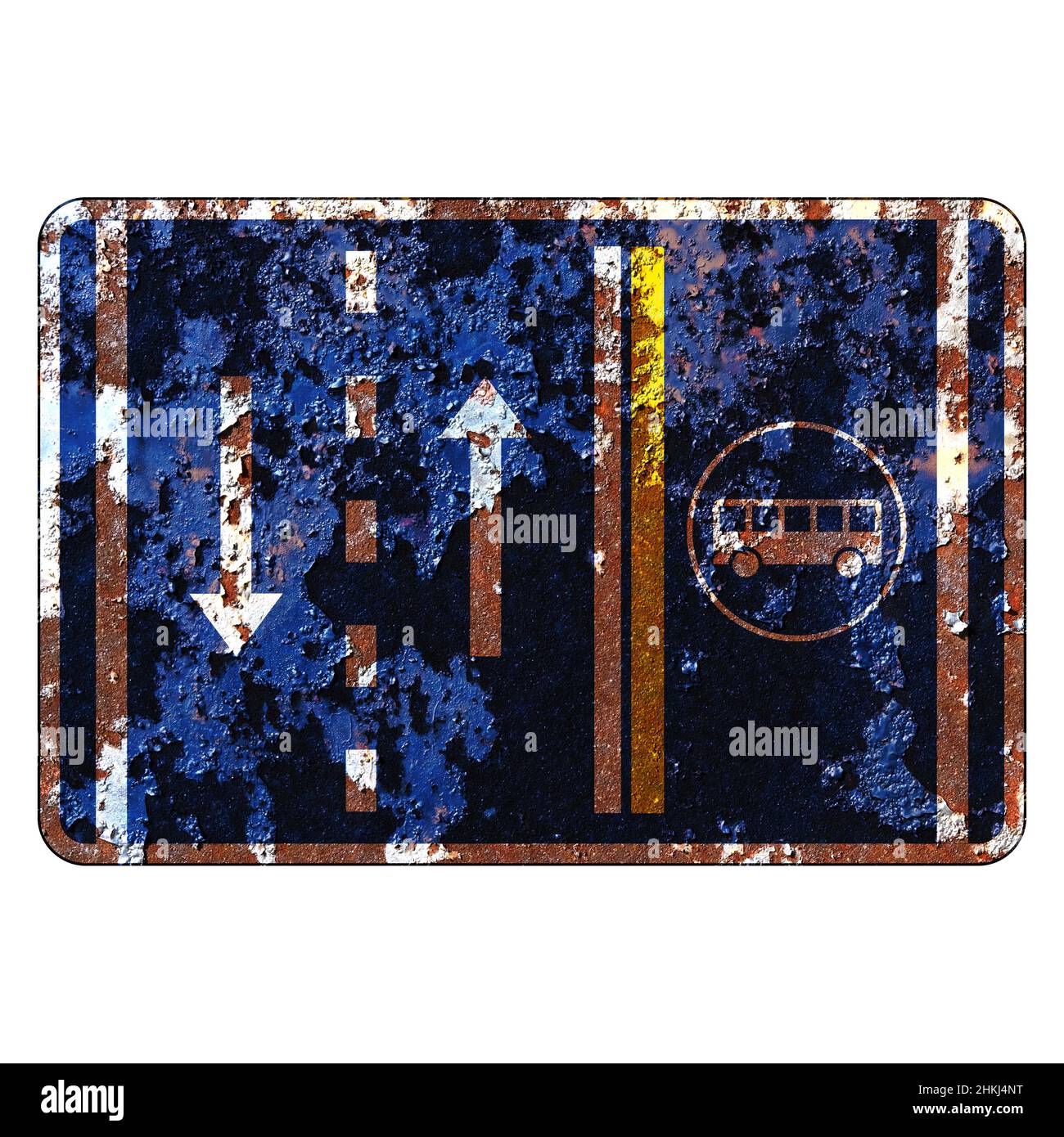 Old grunge EU road sign Special regulations - Bus lane Stock Photo - Alamy