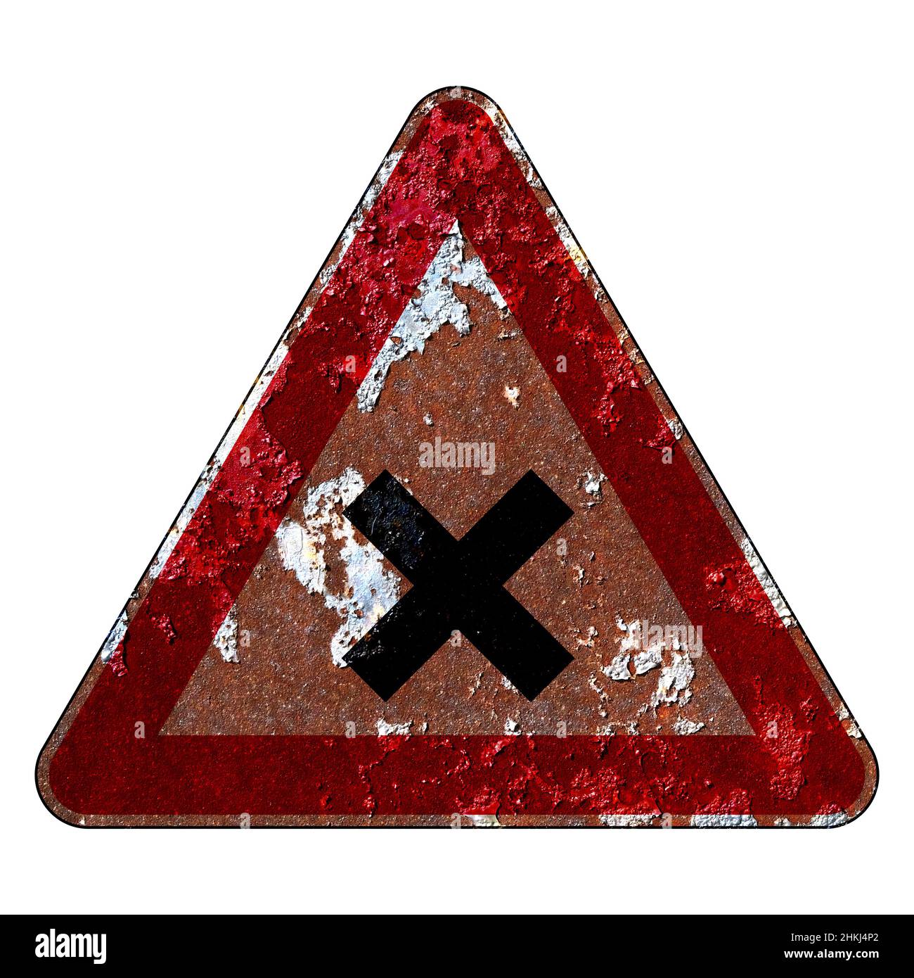 Old grunge EU road sign Warning sign - Crossroads with right of way ...