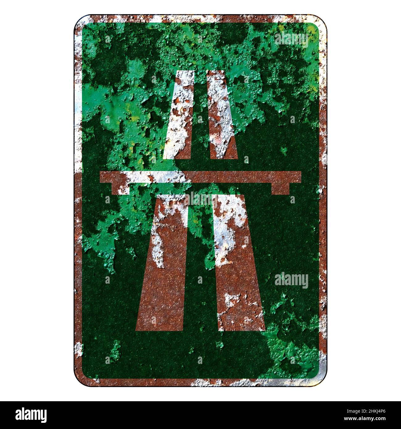 Old grunge EU road sign Special regulations - Motorway Stock Photo - Alamy