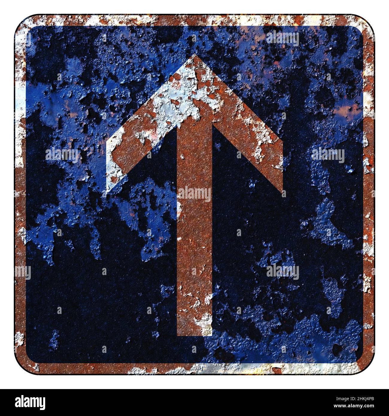 Old grunge EU road sign Special regulations - One-way street Stock ...