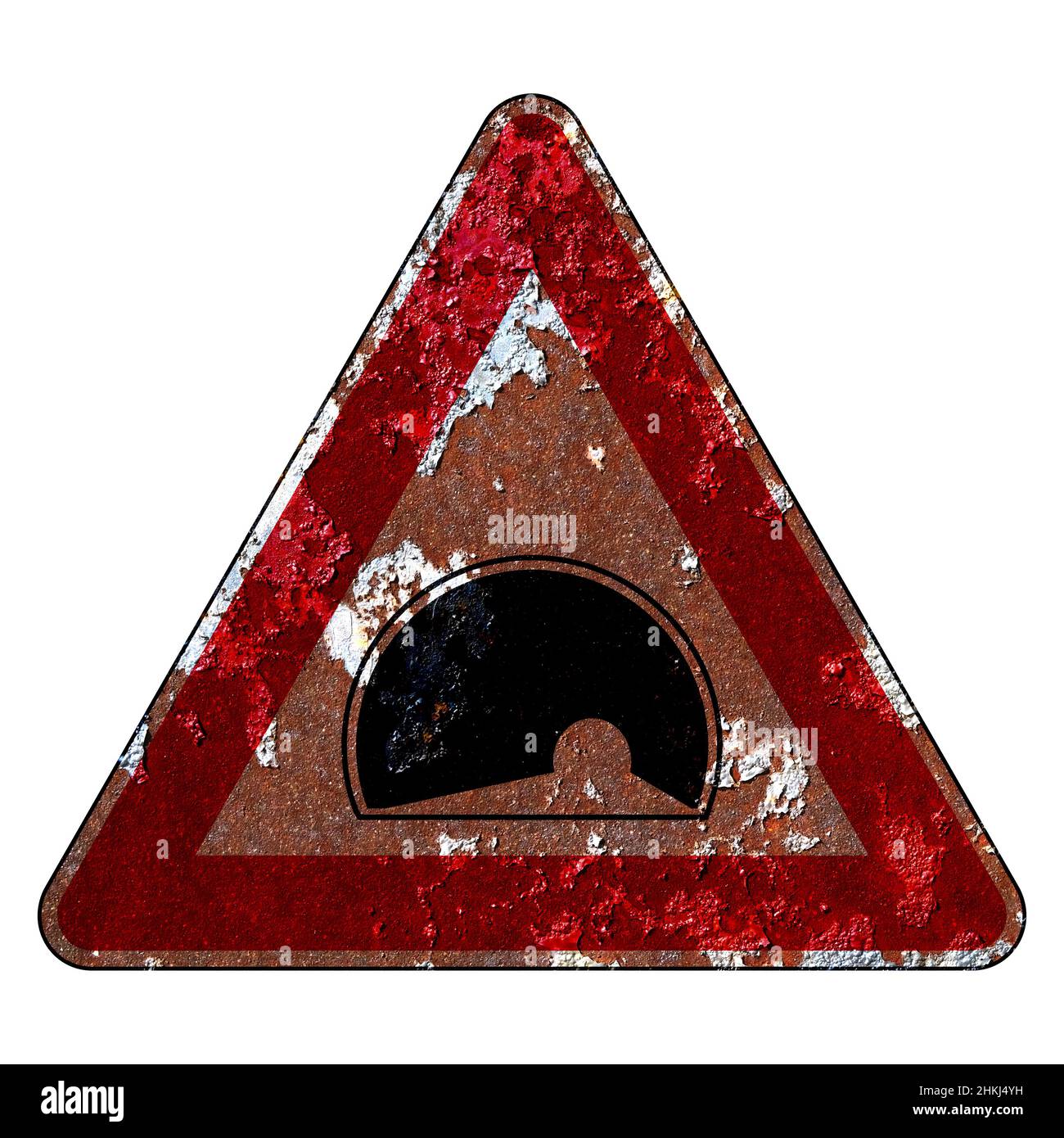 Old grunge EU road sign Warning sign - Tunnel Stock Photo - Alamy