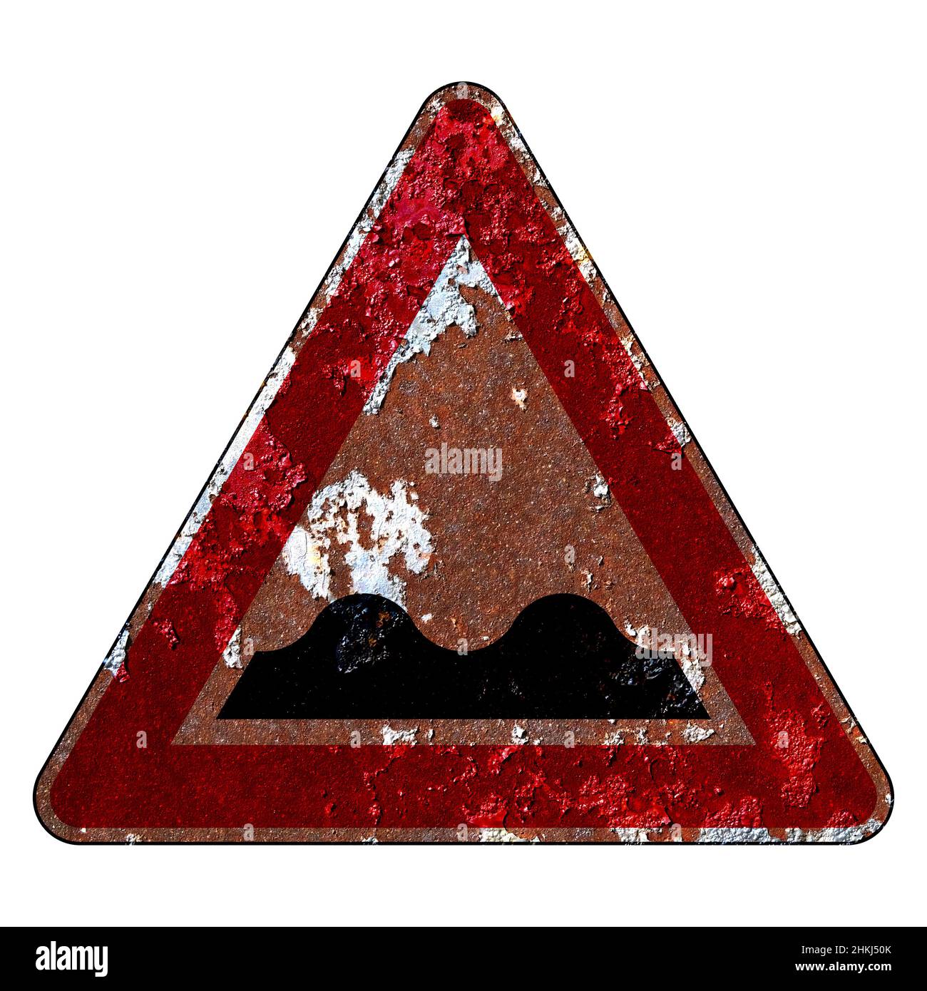 Old grunge EU road sign Warning sign - Uneven roadway Stock Photo - Alamy