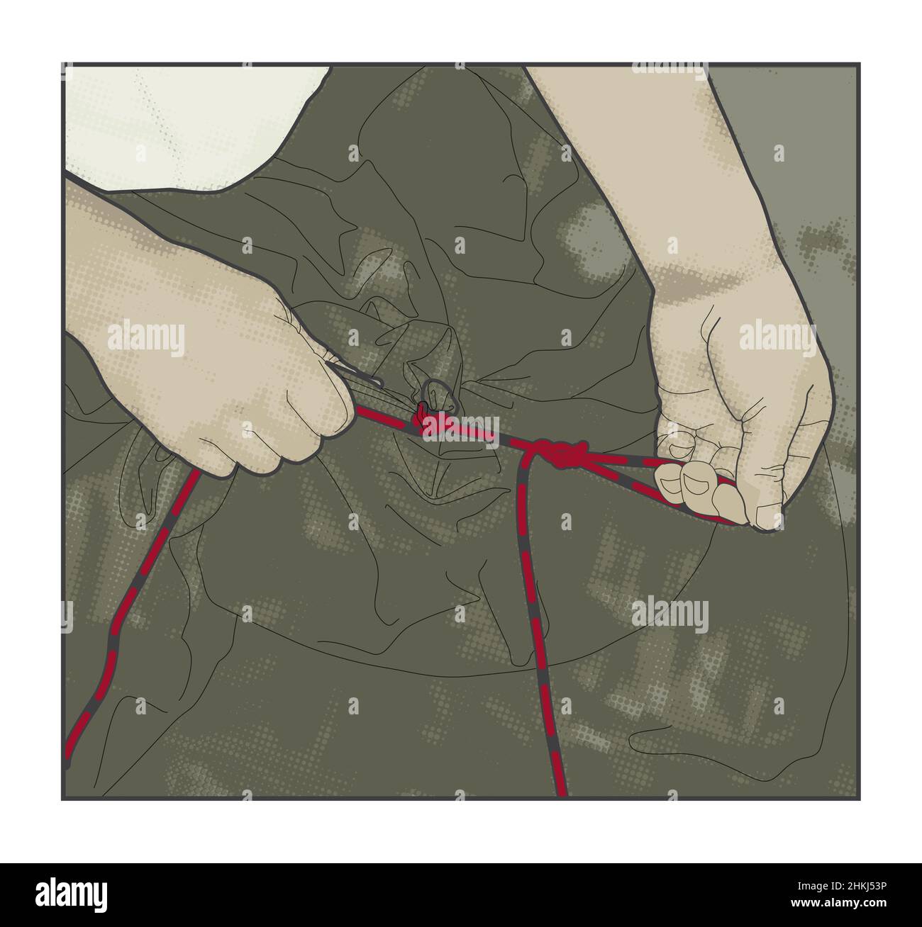Making a simple loop over pegs, illustration Stock Photo - Alamy
