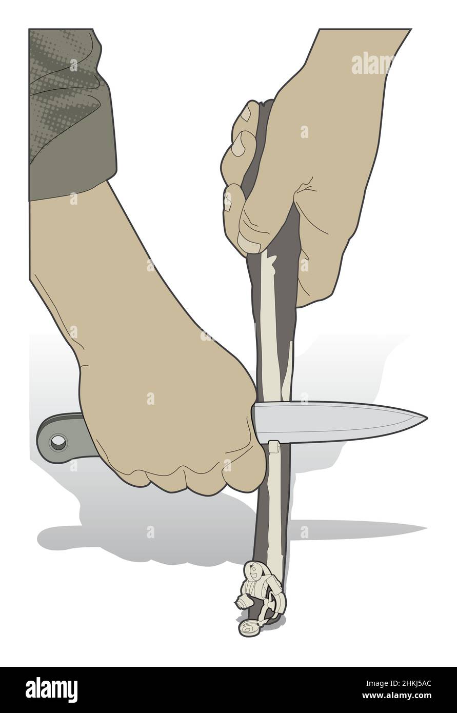 Making a feather stick, illustration Stock Photo - Alamy