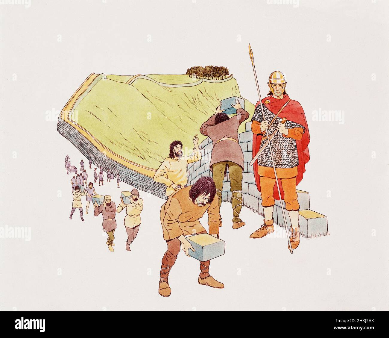 Roman slaves building Hadrian's Wall, illustration Stock Photo - Alamy