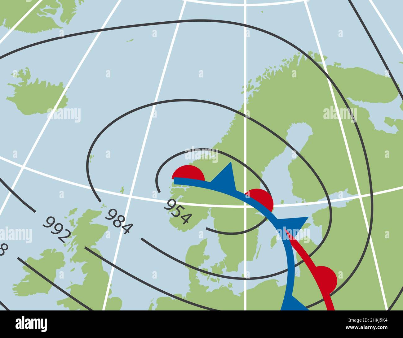 Low pressure on weather chart, illustration Stock Photo - Alamy