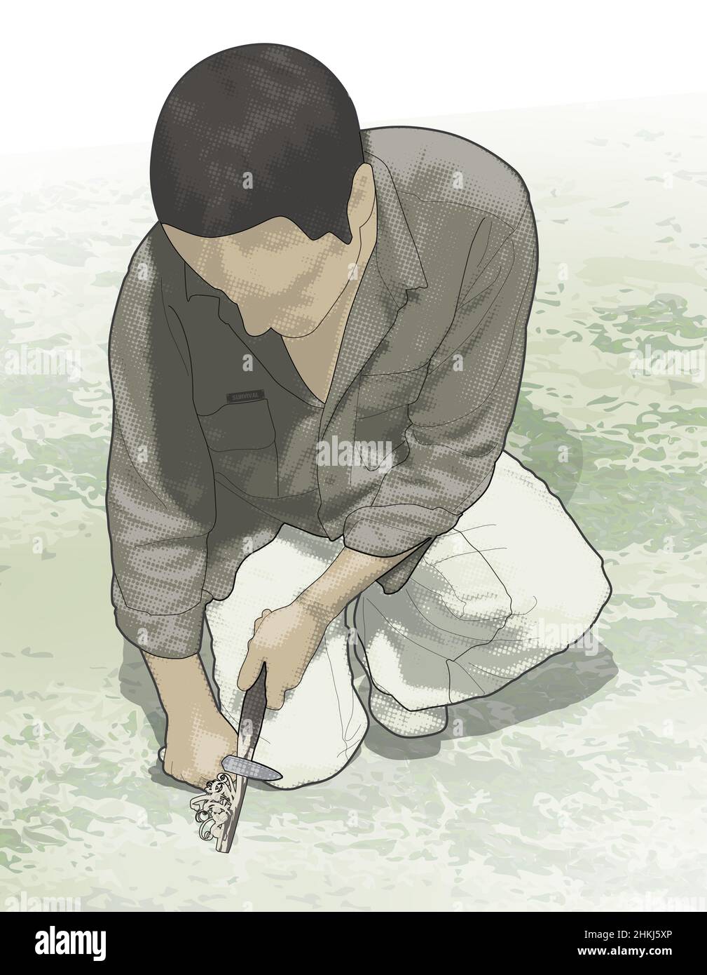 How to make a feather stick, illustration Stock Photo - Alamy