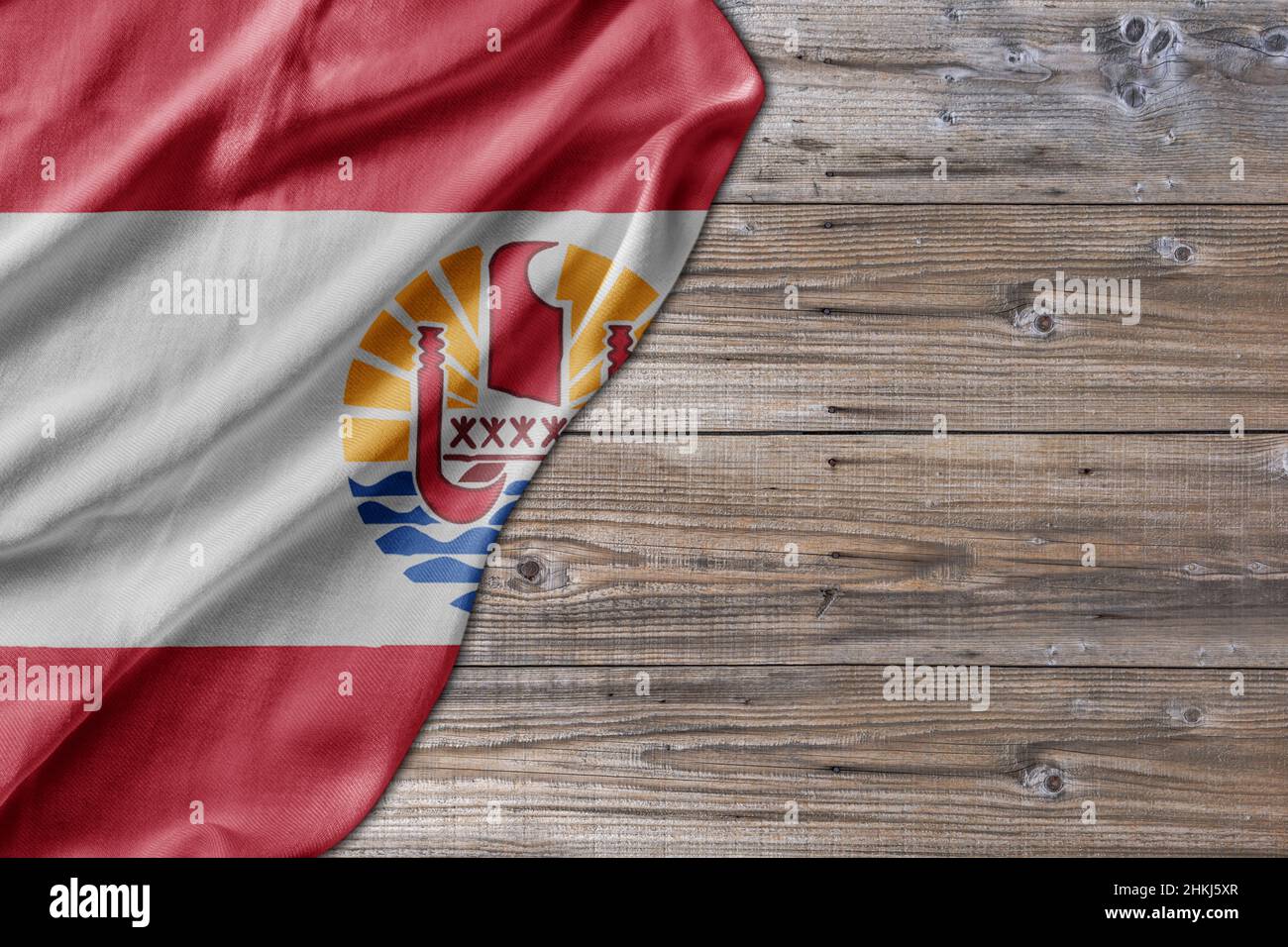Wooden pattern old nature table board with French Polynesia flag Stock ...
