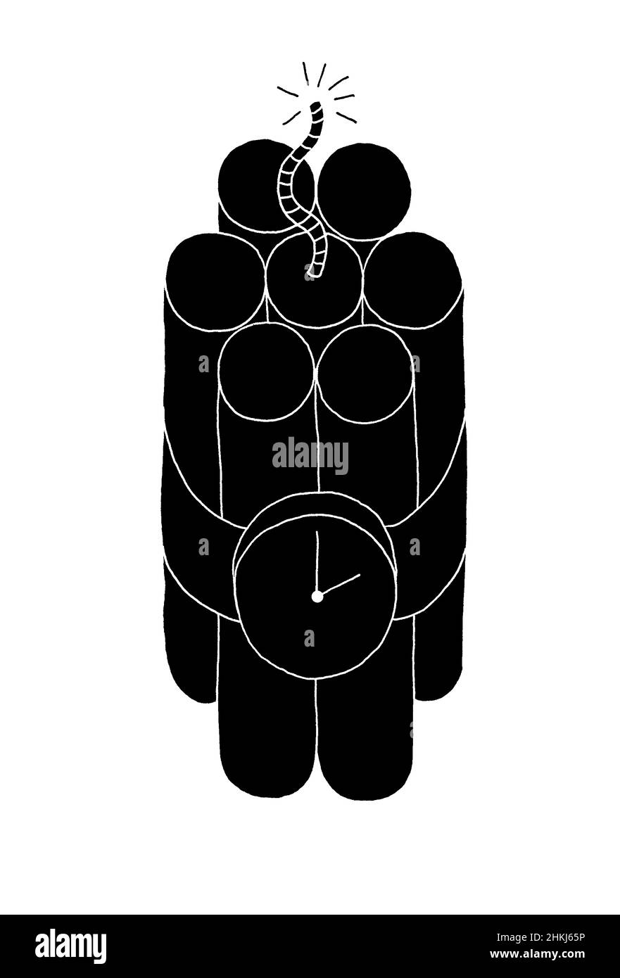Clock attached to explosives, illustration Stock Photo - Alamy