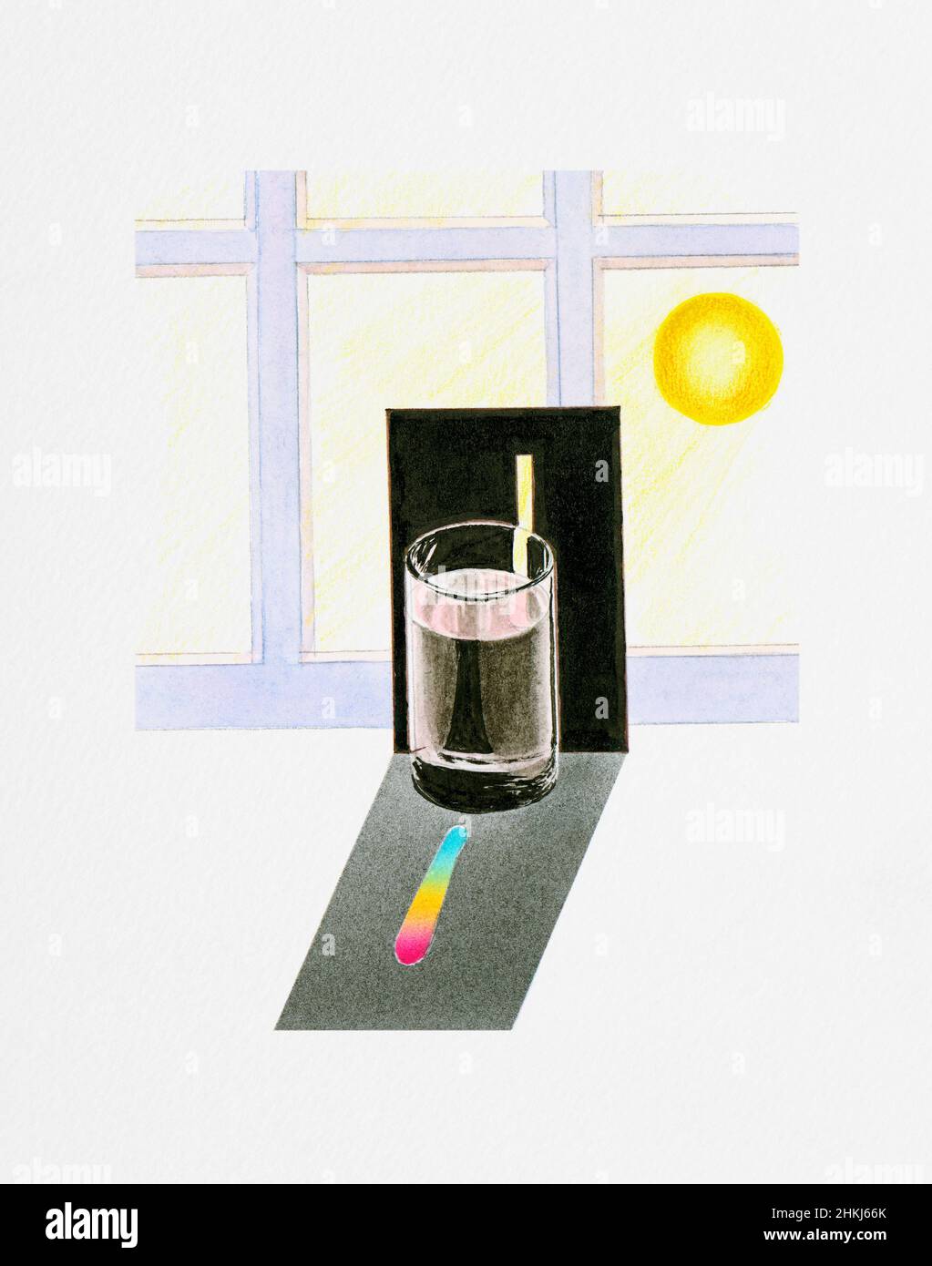 Refracting sunlight through transparent glass, illustration Stock Photo ...