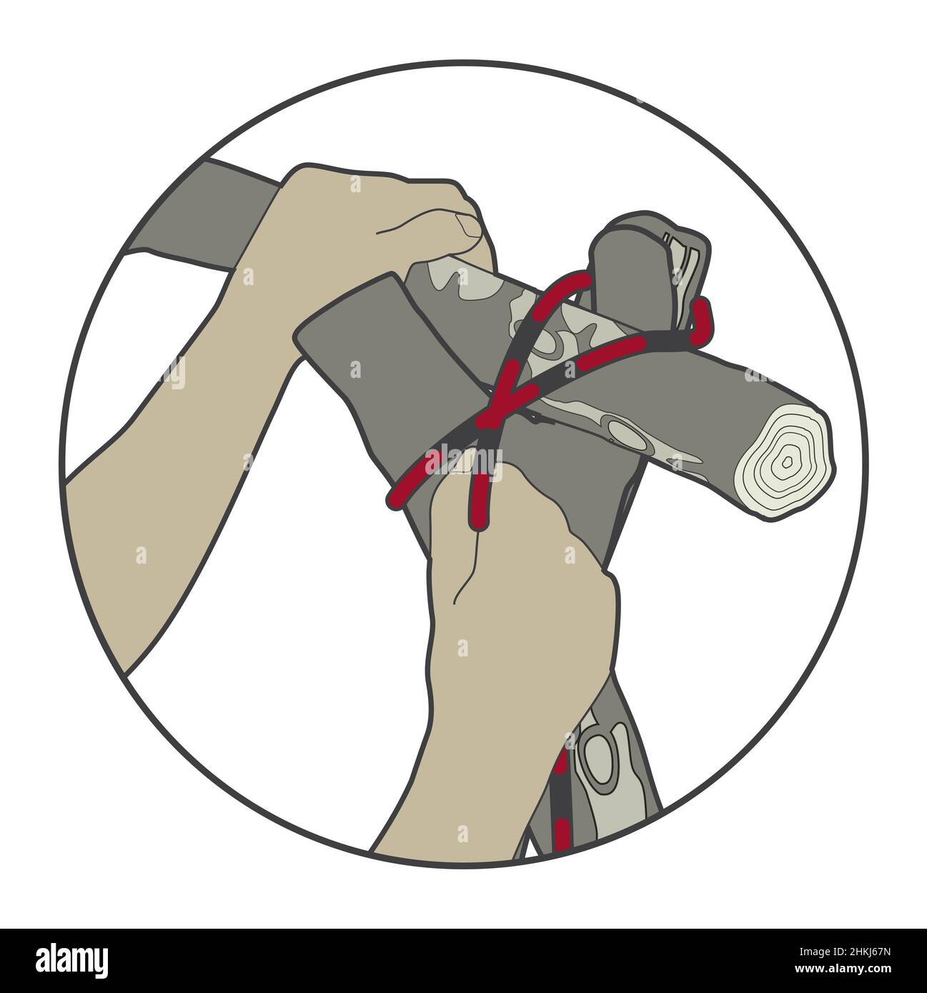 Man tying arbor knot on jungle A-frame, illustration Stock Photo - Alamy