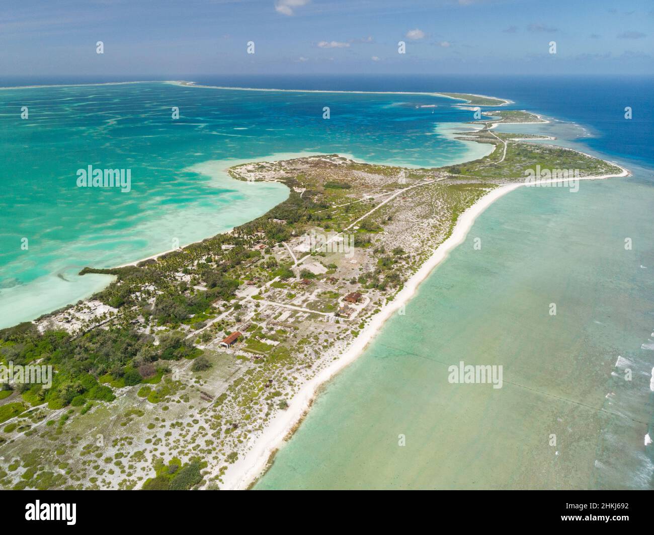 Canton Atoll, Phoenix Islands, Kiribati, aerial photograph Stock Photo ...