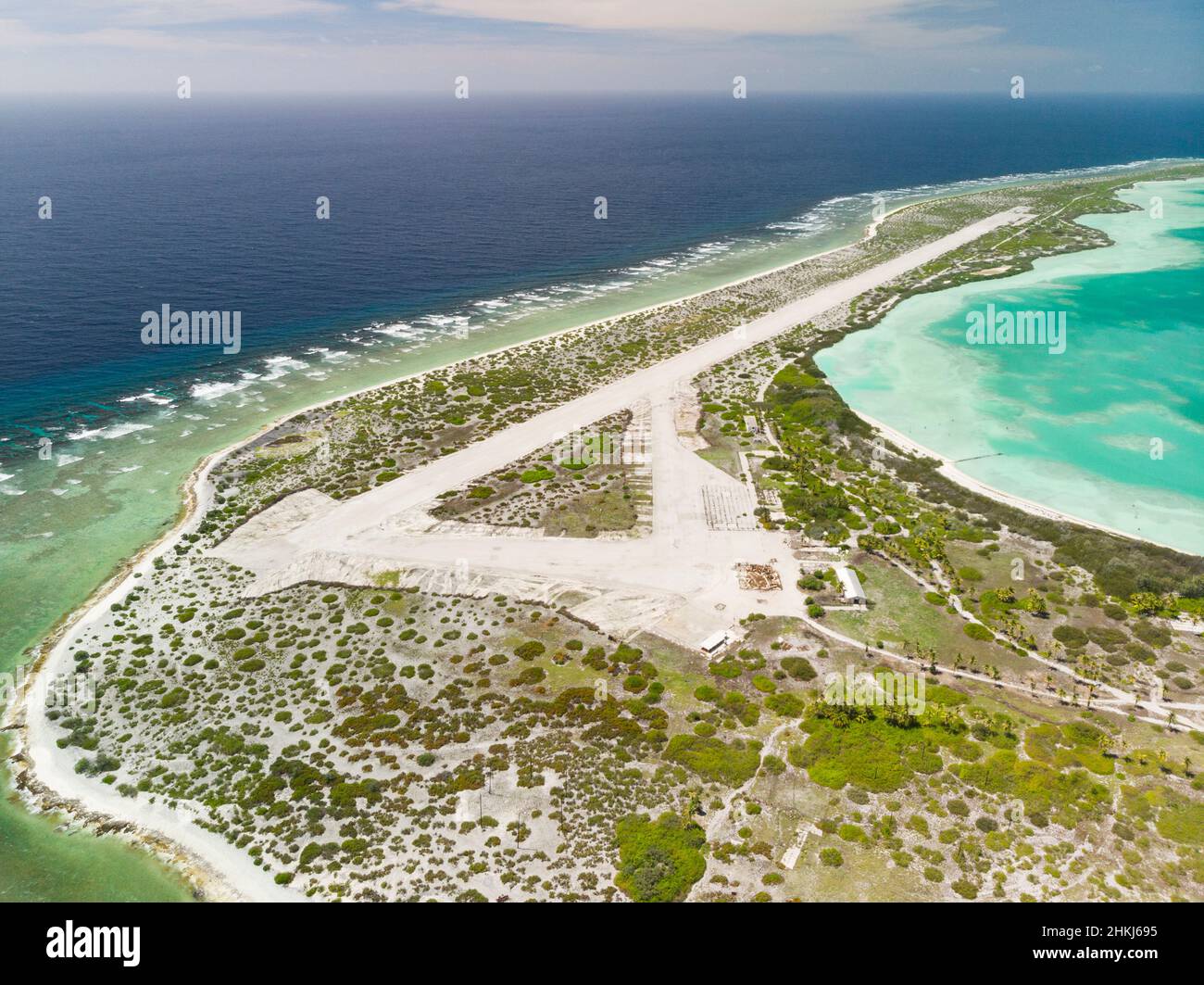 Runway on Canton Atoll, Kiribati, aerial photograph Stock Photo - Alamy