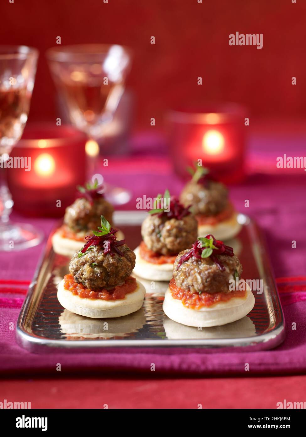 Mini burger canapes Stock Photo - Alamy