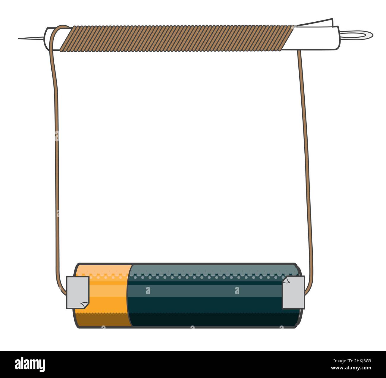 Needle and wire attached to battery, illustration Stock Photo - Alamy