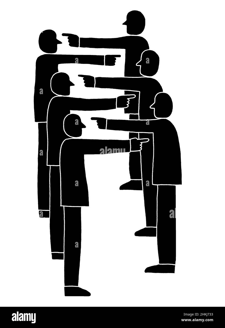 Figures pointing at each other, illustration Stock Photo - Alamy
