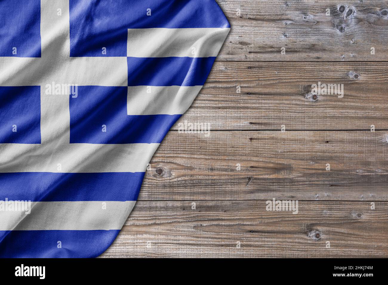 Wooden pattern old nature table board with Greece flag Stock Photo - Alamy