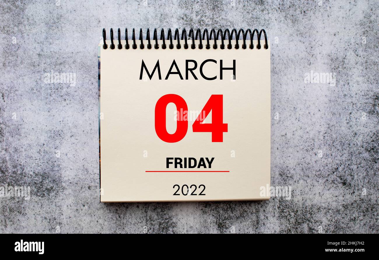 tear-off calendar sheet with date March 04 Stock Photo - Alamy