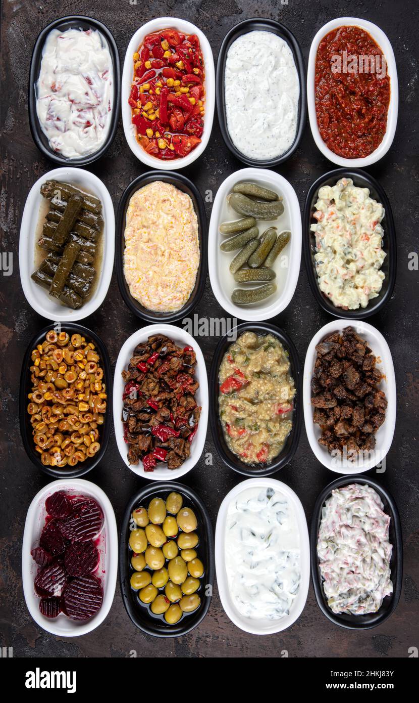 Mediterranean appetizer concept. Traditional Turkish cuisine. Middle ...