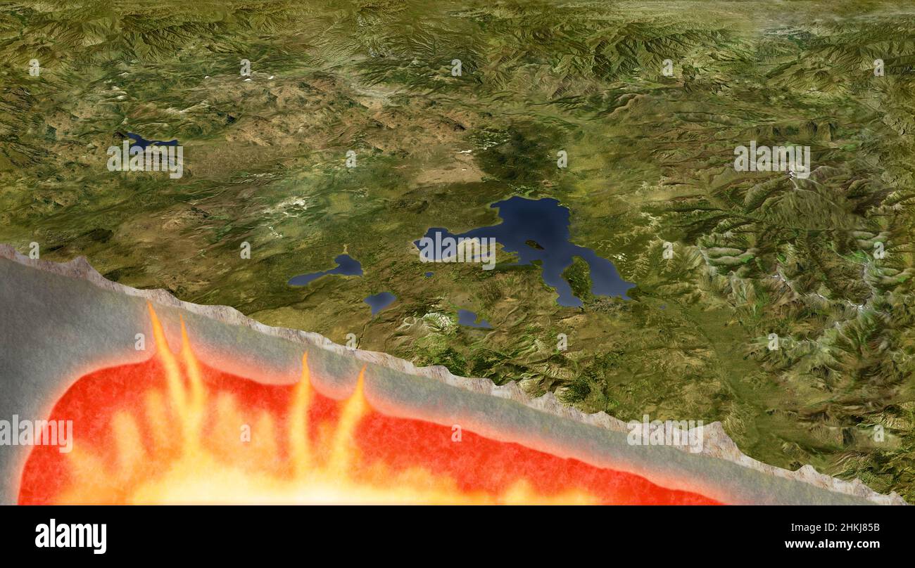 Yellowstone National Park supervolcano caldera, illustration Stock ...