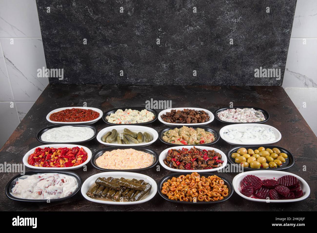 Mediterranean appetizer concept. Traditional Turkish cuisine. Middle ...